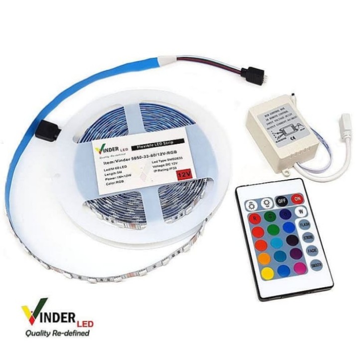 Jual Vinder LED strip RGB 12V 12 Volt 60 Mata LED Per Meter / 300 Mata ...