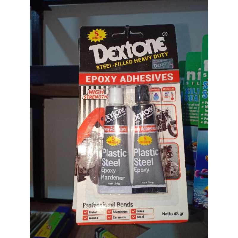 Jual dextone 5 menit epoxy adhesive lem perekat baja besi tembaga ...