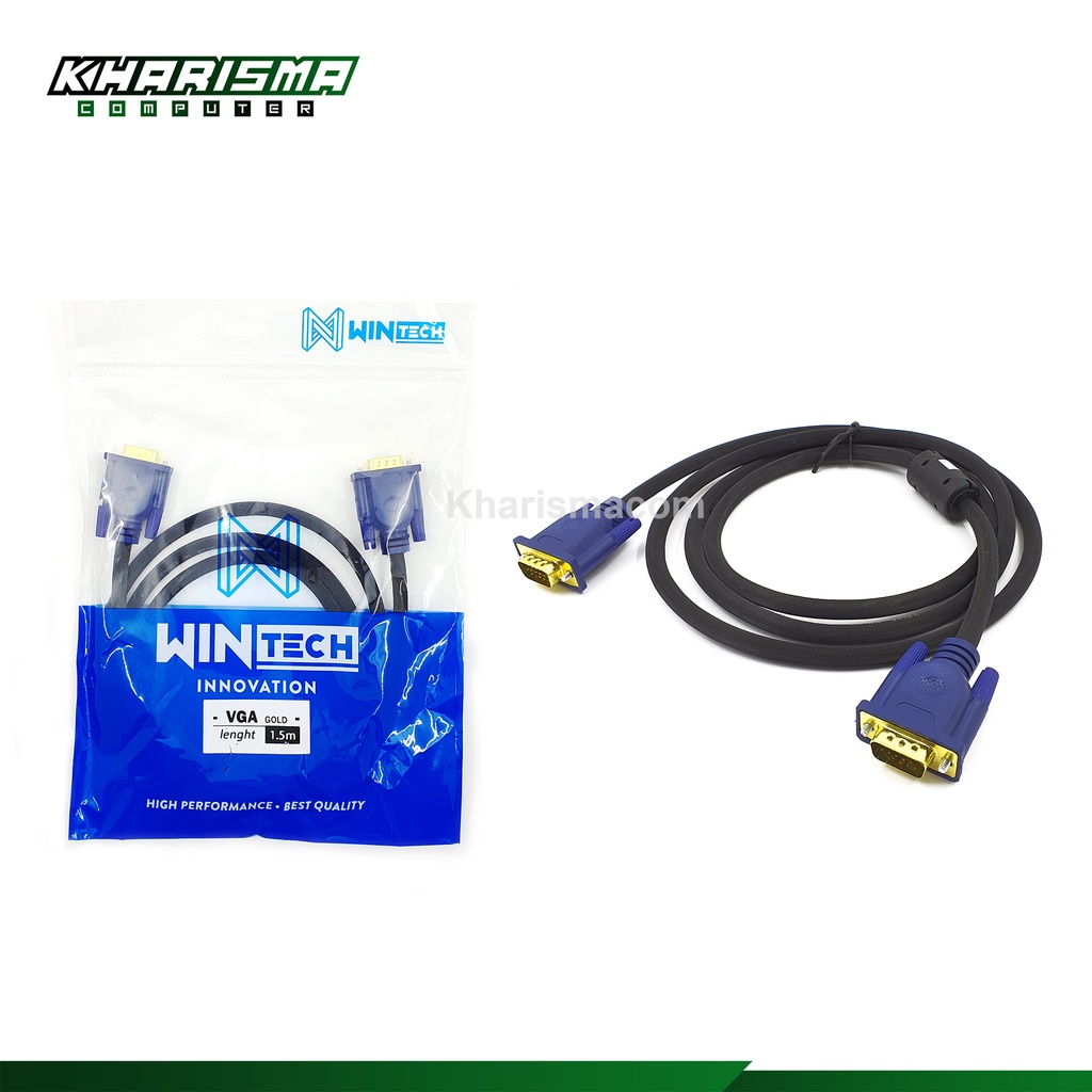 Jual KABEL VGA 1.5M HIGH QUALITY (GOLD PLATED) / VGA 1.5 METER WINTECH | Shopee Indonesia