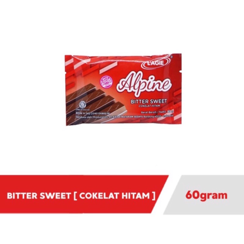 Jual Lagie Alpine Bitter Sweet Cokelat Hitam Coklat Batang 60gr ...