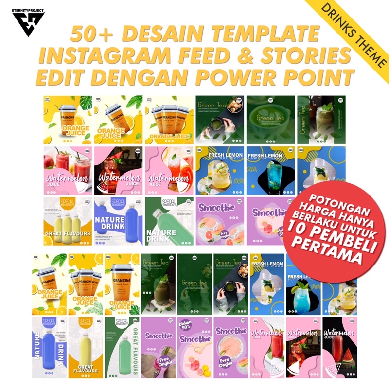 Jual 50+ DESAIN TEMPLATE INSTAGRAM FEED & STORY |TEMPLATE SHOPEE FEED ...