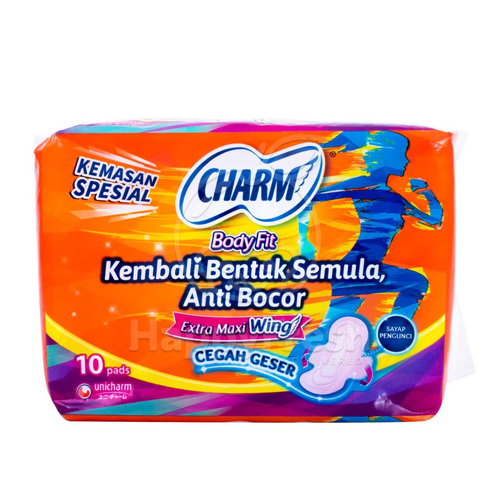 Jual CHARM Body Fit Extra Maxi Wing 23cm / 23 cm Pembalut Wanita isi 10 ...