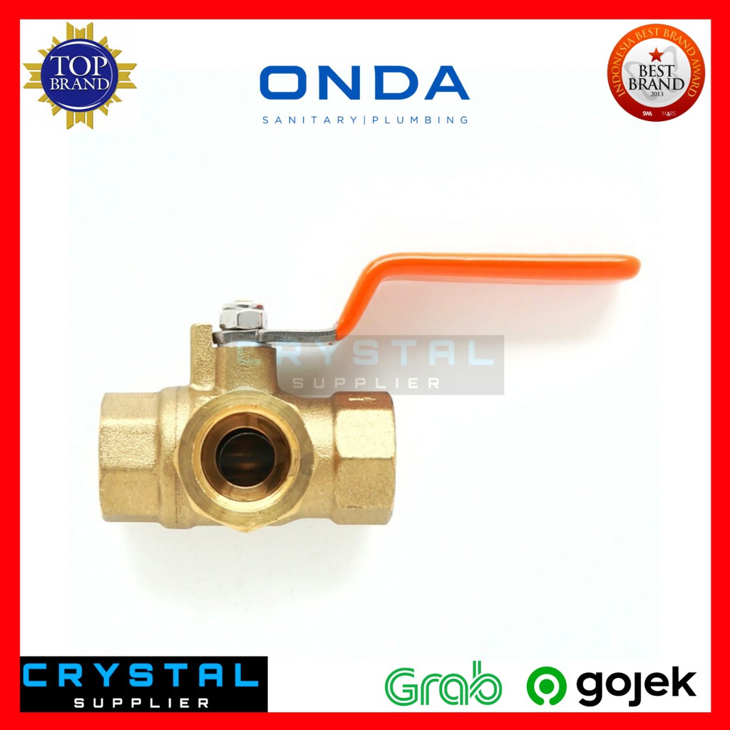 Jual BALL VALVE 3 WAY ONDA 1/2" inch Kuningan / Kran Three Way / Triway | Shopee Indonesia