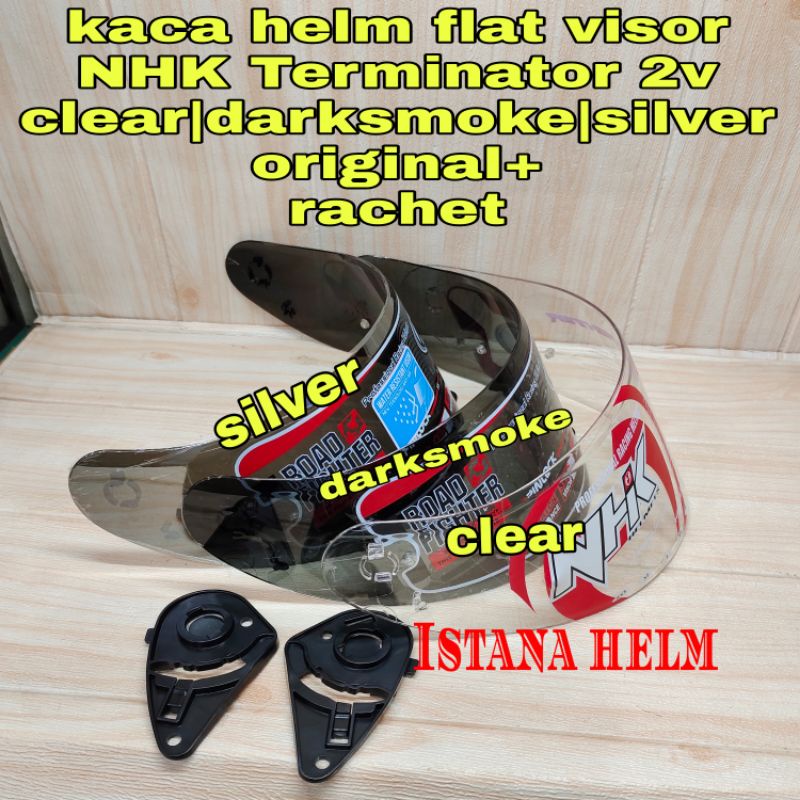 Jual KACA HELM FLAT VISOR NHK TERMINATOR CLEAR, DARKSMOKE + RACHET ...
