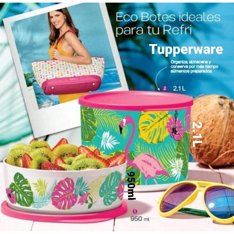 Jual Tupperware Flamingo Cubix Round Canister 950 ml (1 Pcs) / Toples ...