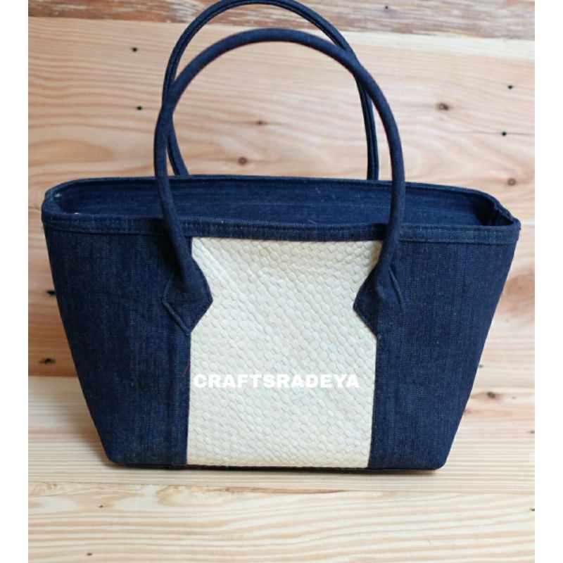 Jual TAS BCL JEANS / TAS Tote levis Resleting Kombinasi ANYAMAN Best ...