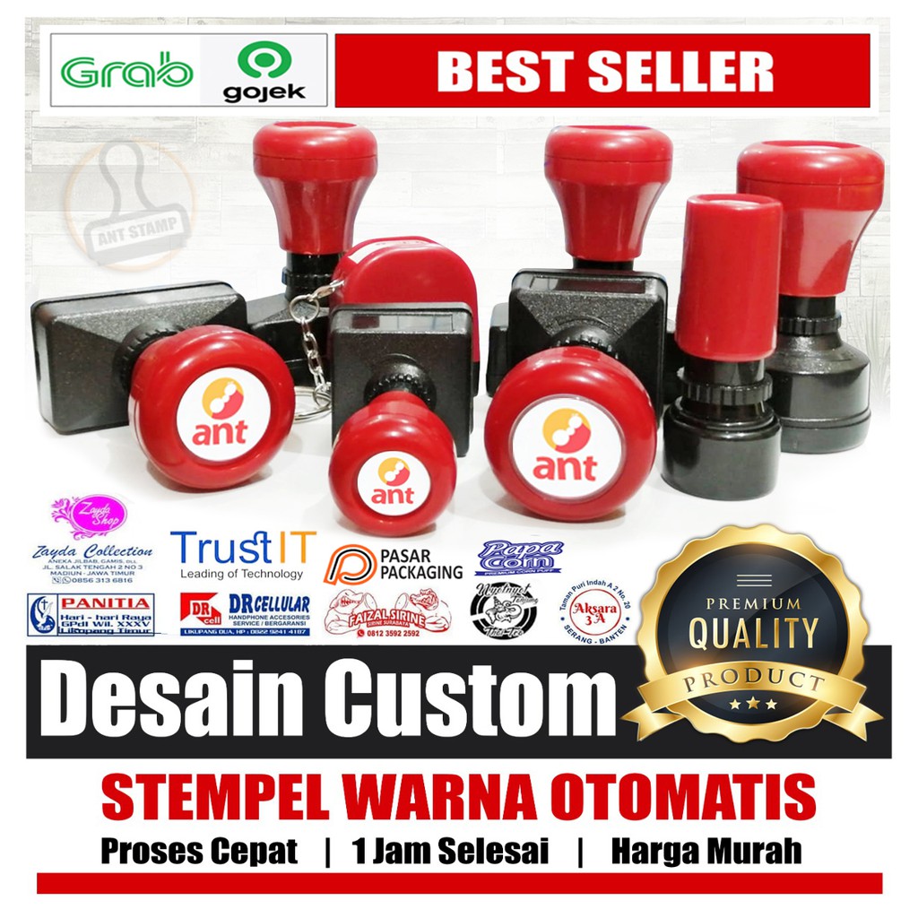 Jual stempel warna otomatis flash desain custom | Shopee Indonesia