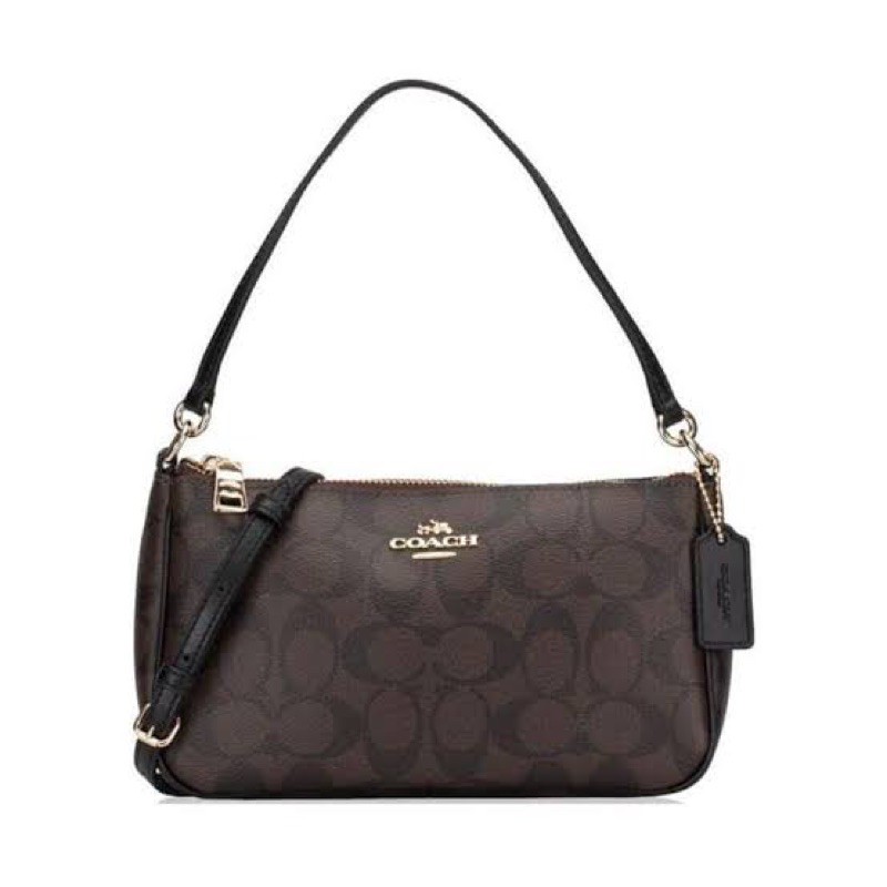 Jual Coach Top Handle Pouch in mahogany | Shopee Indonesia