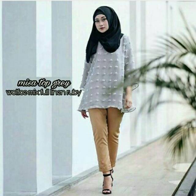 Jual Myu mla misa top wolfis full linen rubyah blouse | Shopee Indonesia
