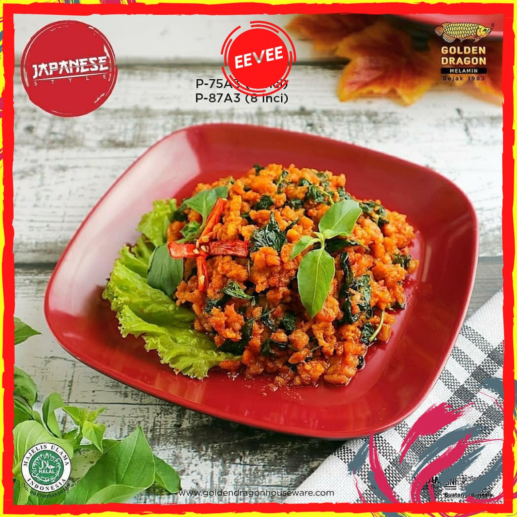 Jual Piring Melamin Kotak Golden Dragon 19 cm Piring Saji 2 Warna ...