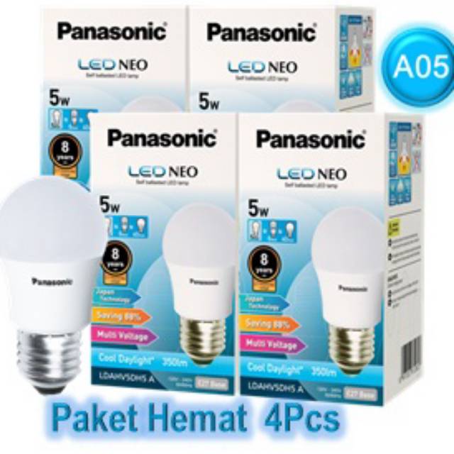Jual LAMPU LED NEO PANASONIC 5Watt 5 w Cool daylight 6500k (4Pcs) | Shopee Indonesia