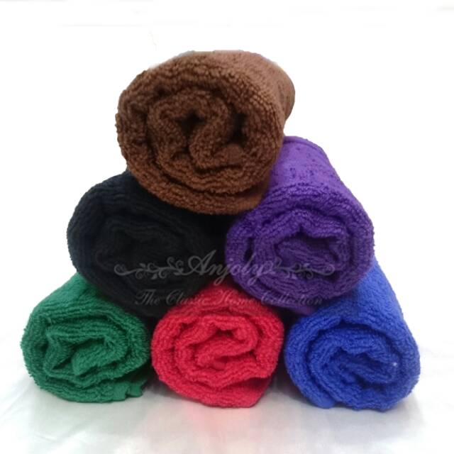 Jual Handuk Muka / Olahraga / Salon 30x70 cm Anjoly 100% Katun Carded Warna Tua | Shopee Indonesia