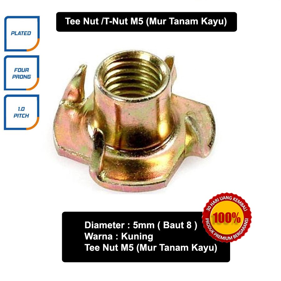 Jual Tee Nut /T-Nut M5 - 8 mm (Mur Tanam Kayu) | Shopee Indonesia