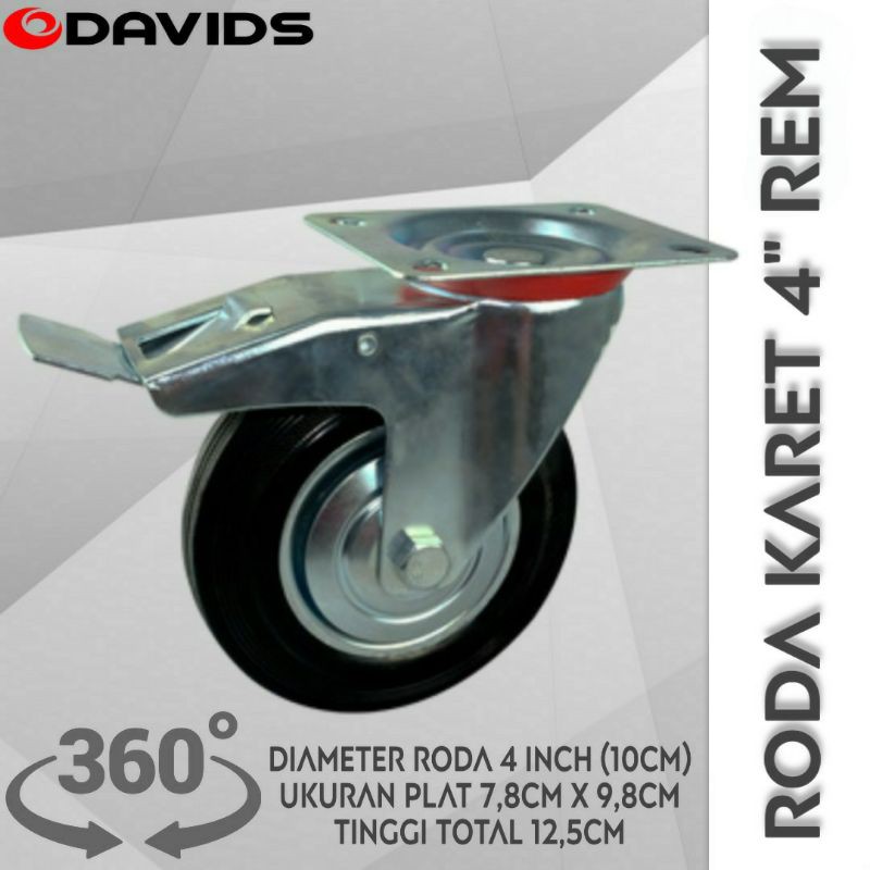 Jual Roda Troli Ban Gerobak Lemari Etalase 4 Inch Rem | Shopee Indonesia