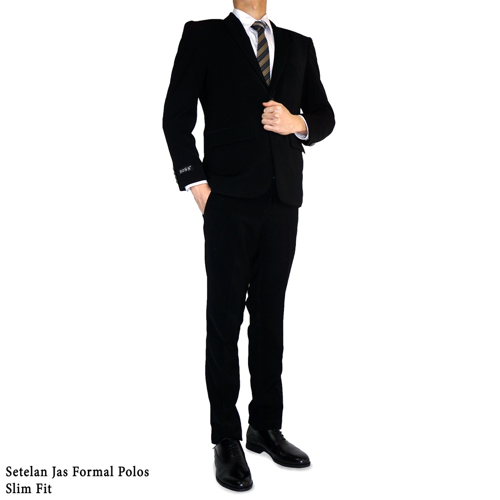 Jual BOSS Setelan Jas Formal Pria Slim Fit RJB Hitam | Shopee Indonesia
