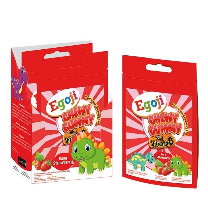 Jual Egoji Chewy Gummy Rasa Strawberry 1 Sachet isi 10 Butir Egoji ...
