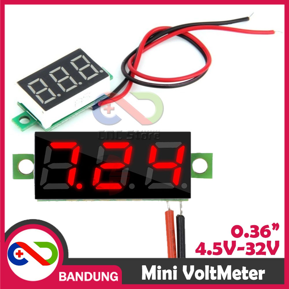 Jual MINI VOLTMETER VOLT PANEL METER DIGITAL LED 4.5V-32V DC 2 WIRE 0. ...