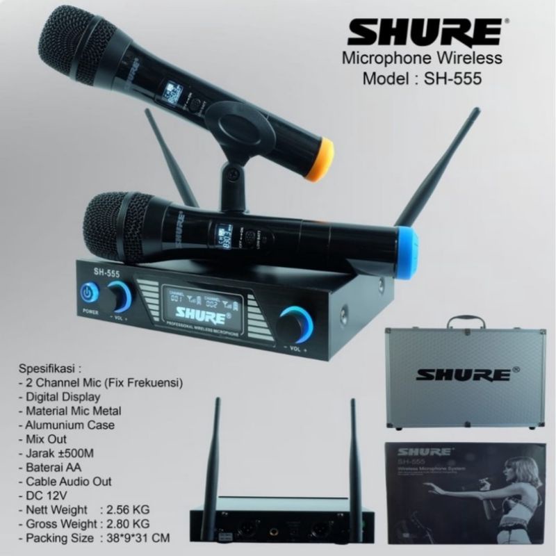 Jual Mikrofon Wireless Shure SH-555 Mic Tanpa Kabel Mikrofon ...