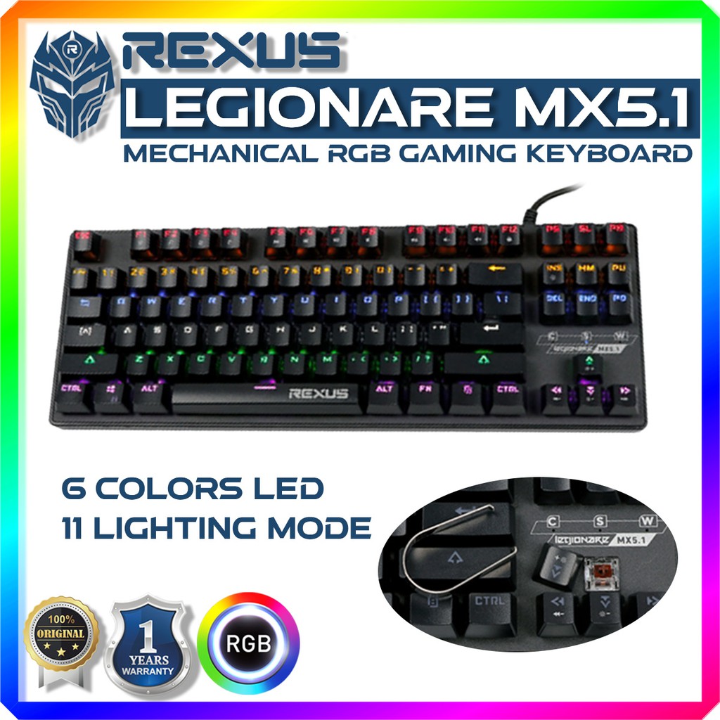 Jual Rexus MX 5.1 Legionare Gaming Keyboard Mechanical Antighosting Hot ...