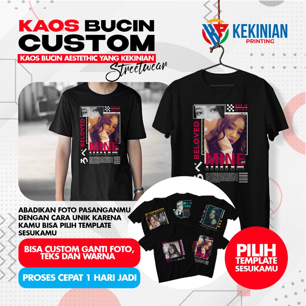 Jual Kaos Custom Foto Bucin Aesthetic Streetwear / Desain Bucin Custom ...
