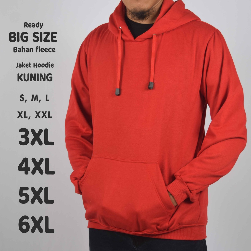 Jual Sweater Hoodie Pria Polos Merah Jumbo Big Size S M L XL XXL 3XL ...