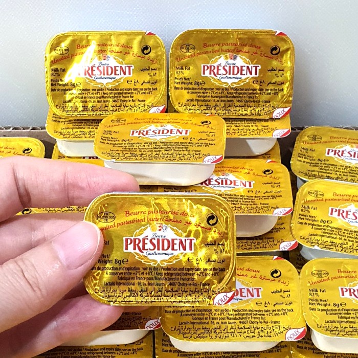 Jual BUTTER PORTION UNSALTED PRESIDENT 8g (pack isi 10 mini cups ...