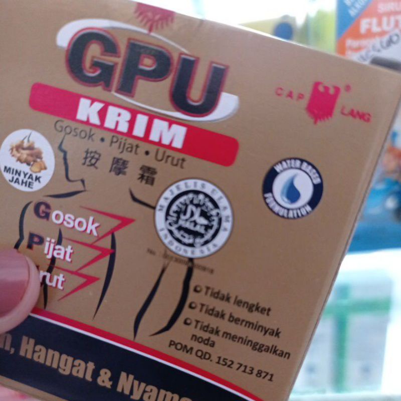 Jual GPU Krim / Gosok Pijat Urut Cream Sereh / Jahe / Pala | Shopee ...