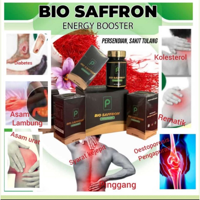 Jual *ORIGINAL* Obat Saraf Kejepit, Bio Saffron isi 40 Butir | Shopee ...