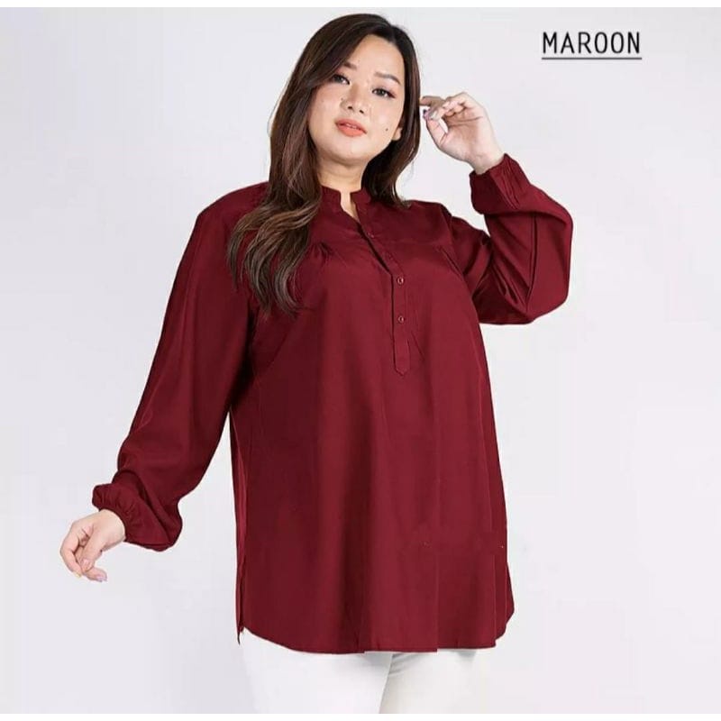 Jual Atasan katun rayon - blouse kemeja wanita - atasan wanita lengan ...