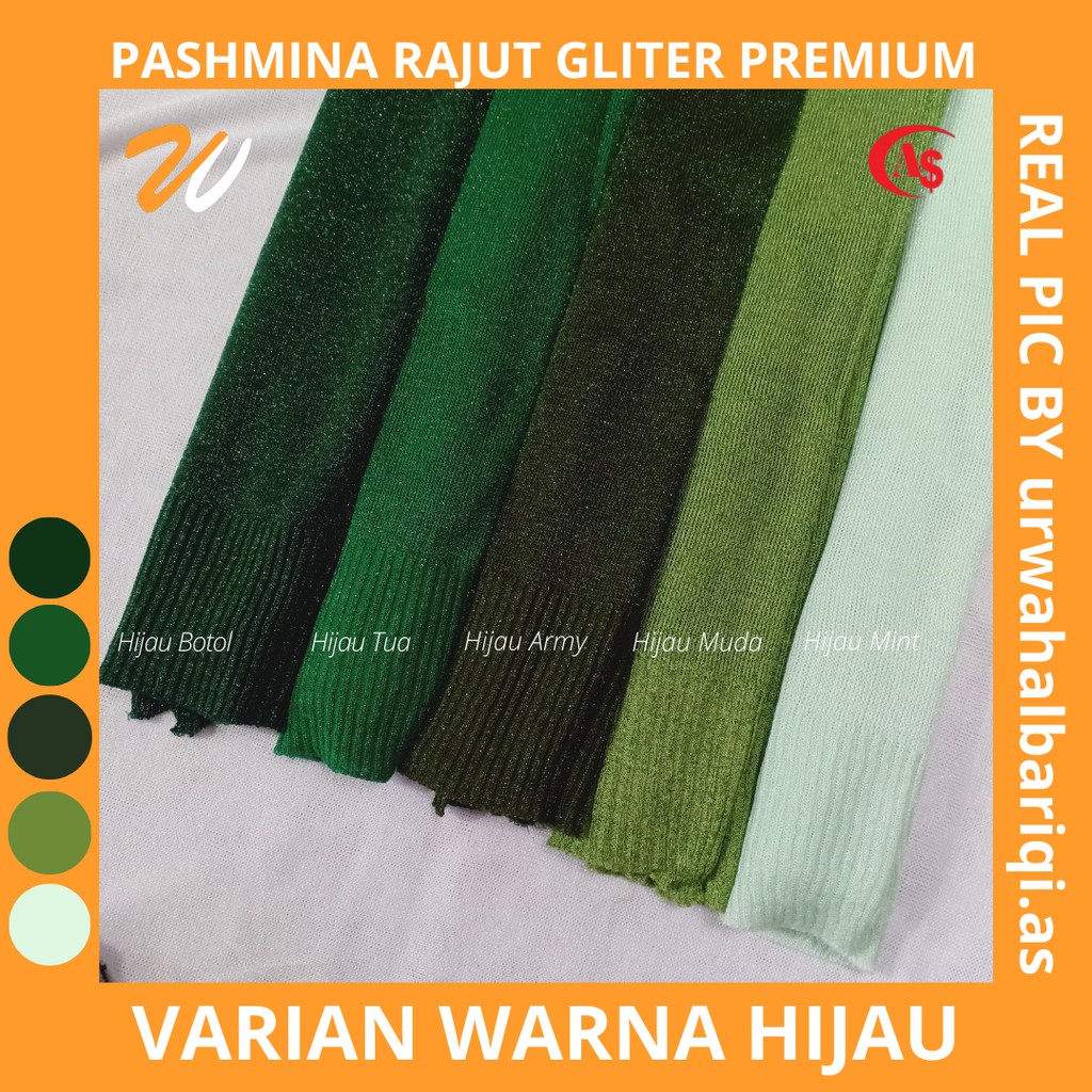 Jual Kerudung Pengantin Pashmina Rajut Glitter Premium Varian Warna Hijau Muda Ukuran 60 x 180 ...
