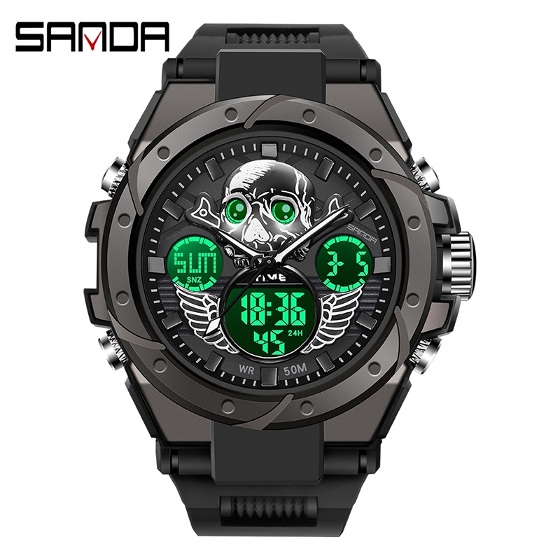 Jual SANDA 6087 Jam Tangan Pria Digital Analog Tali Rubber Chronograph ...