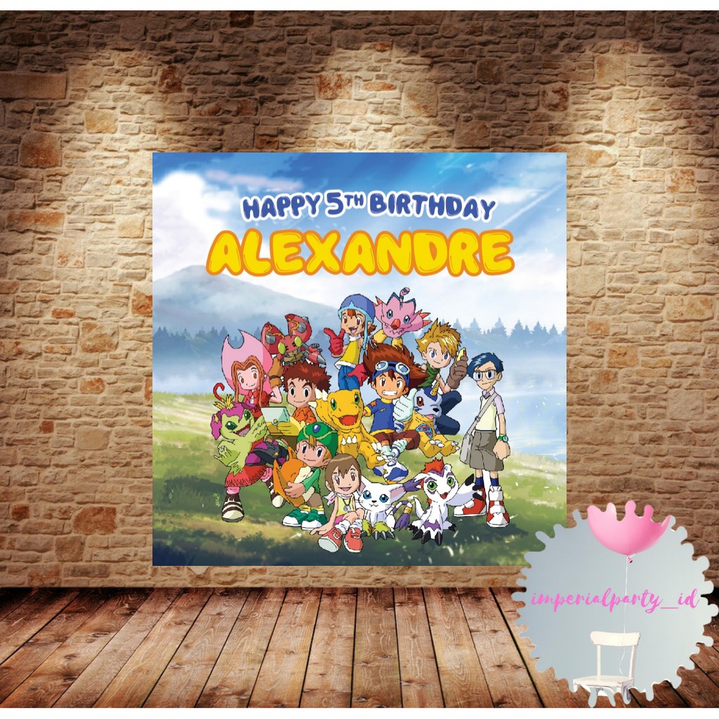 Jual Custom Backdrop Banner Spanduk Happy Birthday Digimon Adventure ...