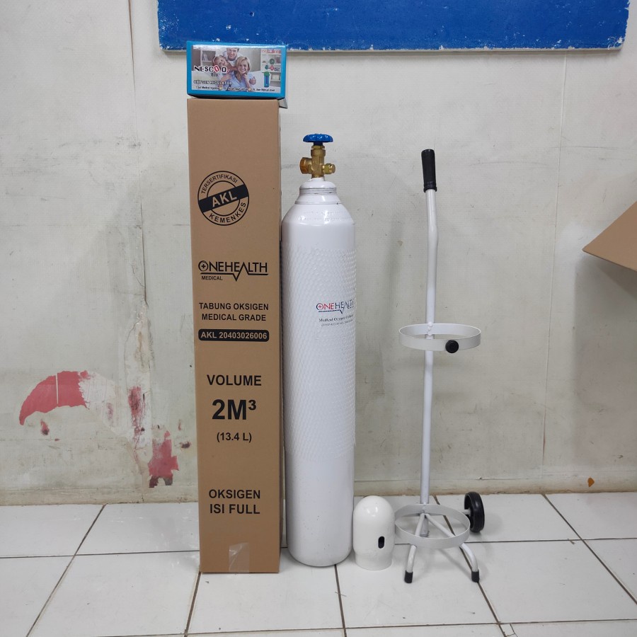 Jual Tabung oksigen 2m3 satu set. tabung 2m3 full isi + regulator set + Troli 2m3 baru semua ...