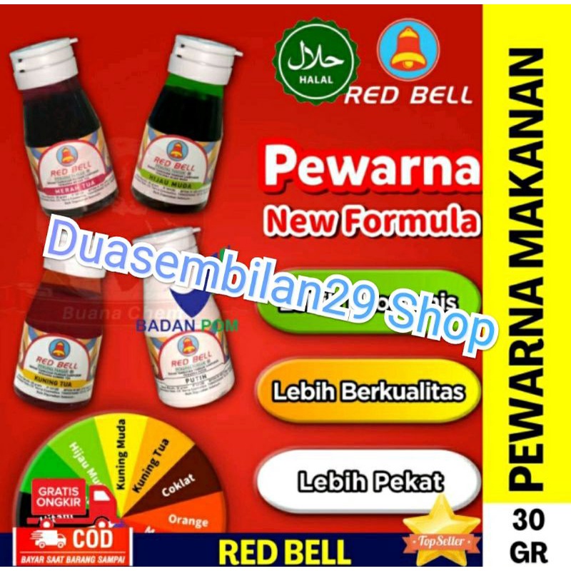 Jual Red Bell / Redbell pewarna makanan/pangan cair 30gram | Shopee ...