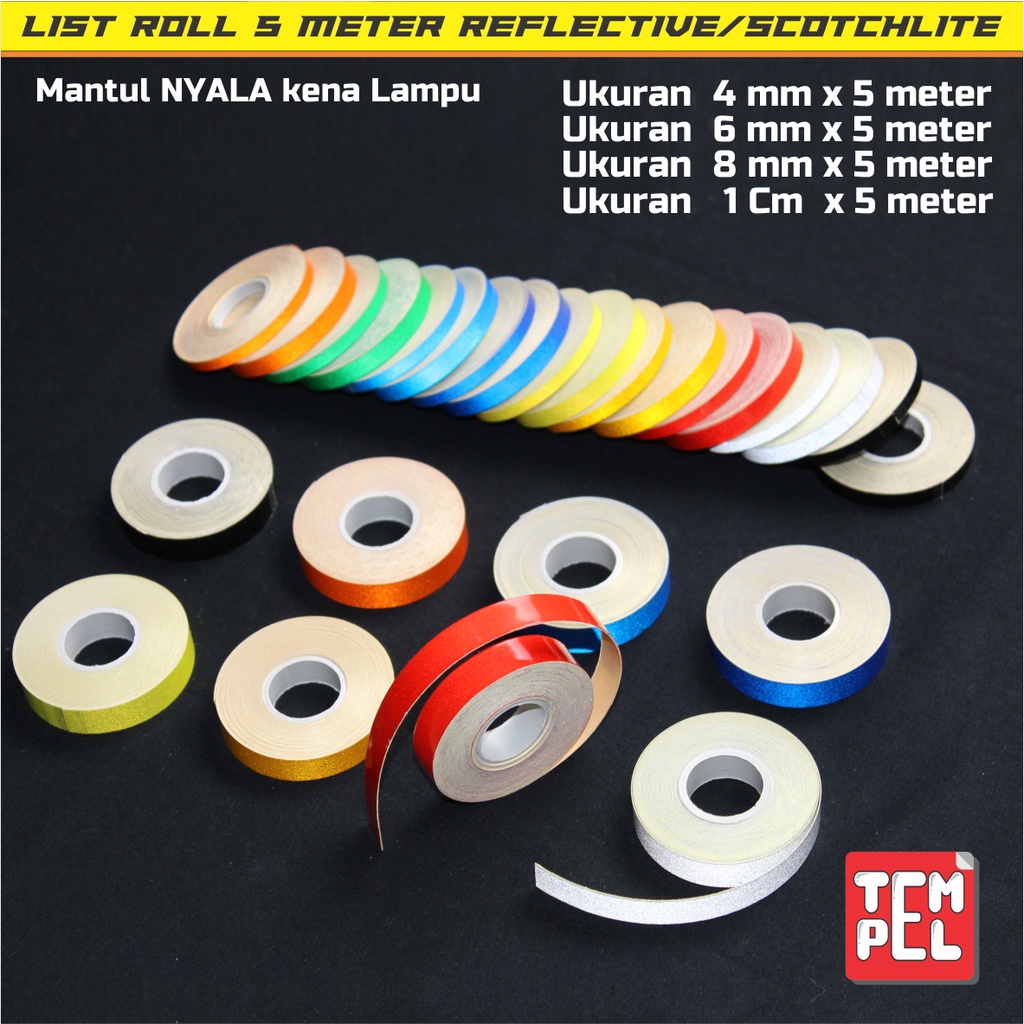 Jual STIKER List roll velg 4mm/6mm/8mm/1cm/1.5cm Reflektif Scotlite ...