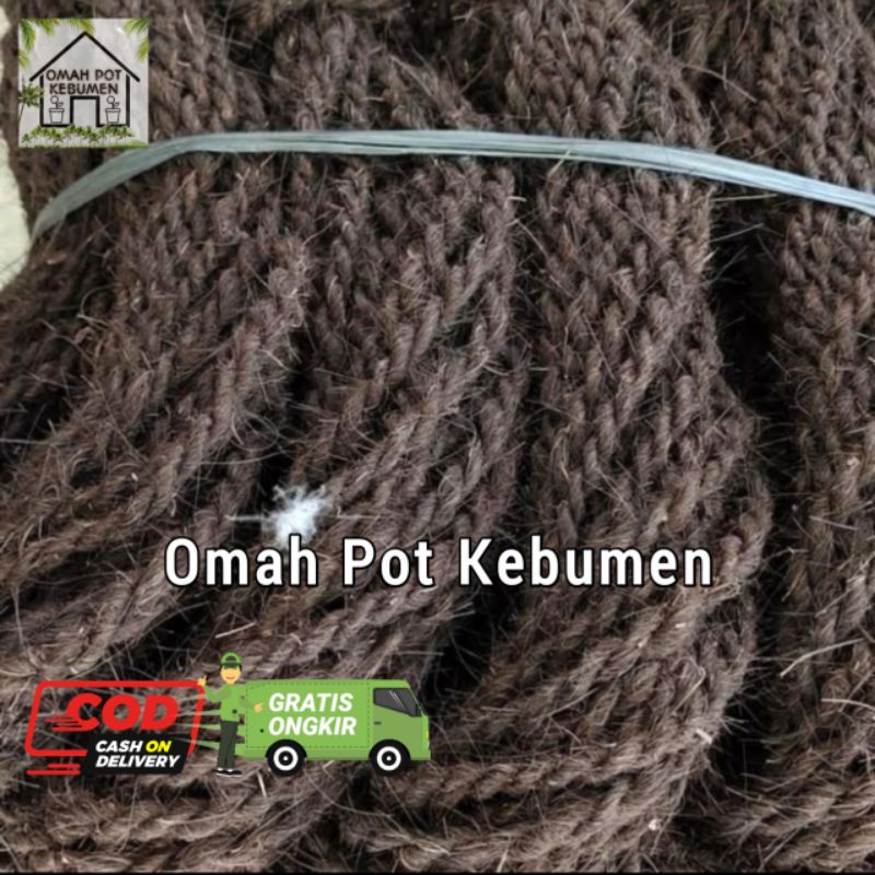 Jual tali gazebo ijuk hitam / tali ijuk aren / tali ikat rumah bambu ...