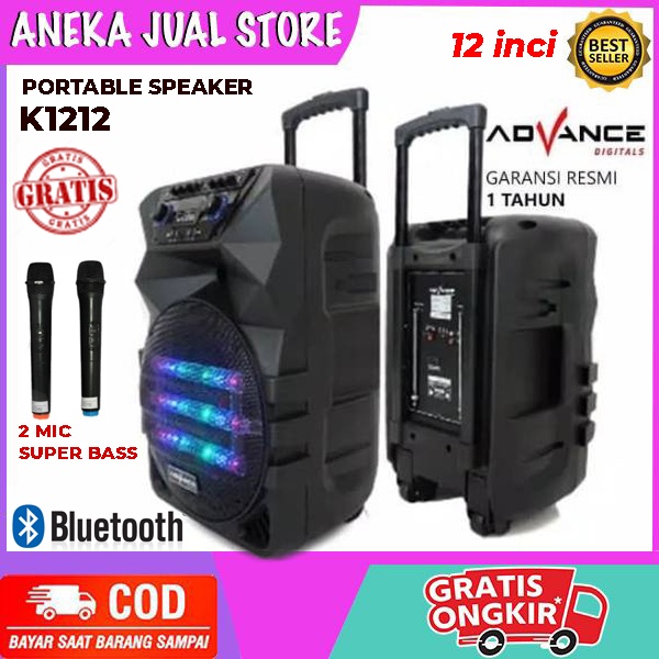 Jual Speaker Aktif Advance K1212 12inci Bluetooth free 2 MIC suara super bass | Shopee Indonesia