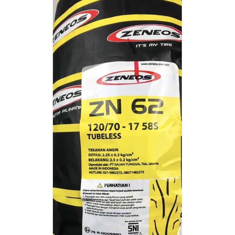 Jual Ban Zeneos ZN62 120/70 Ring 17, Tubeless | Shopee Indonesia