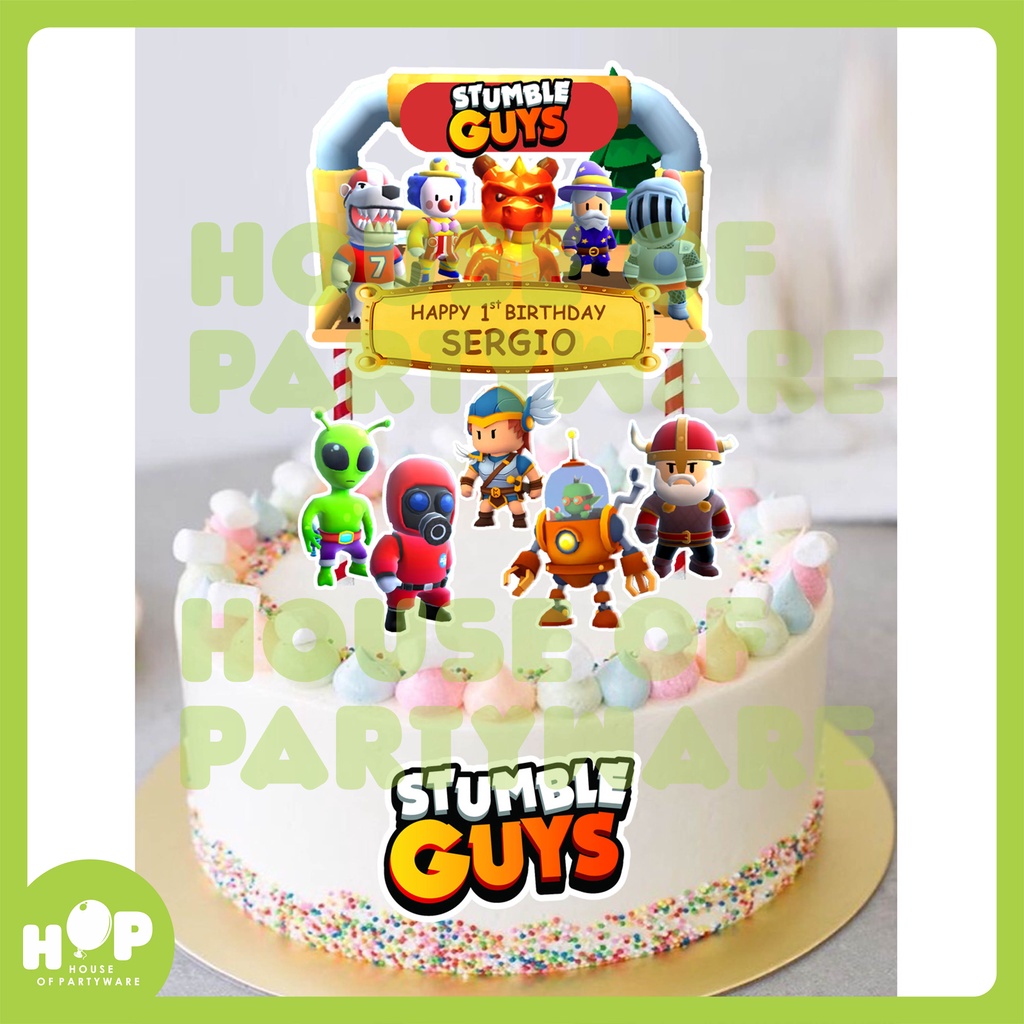 Jual Cake Topper STUMBLE GUYS + CUSTOM Nama / Hiasan Kue Ulang Tahun ...