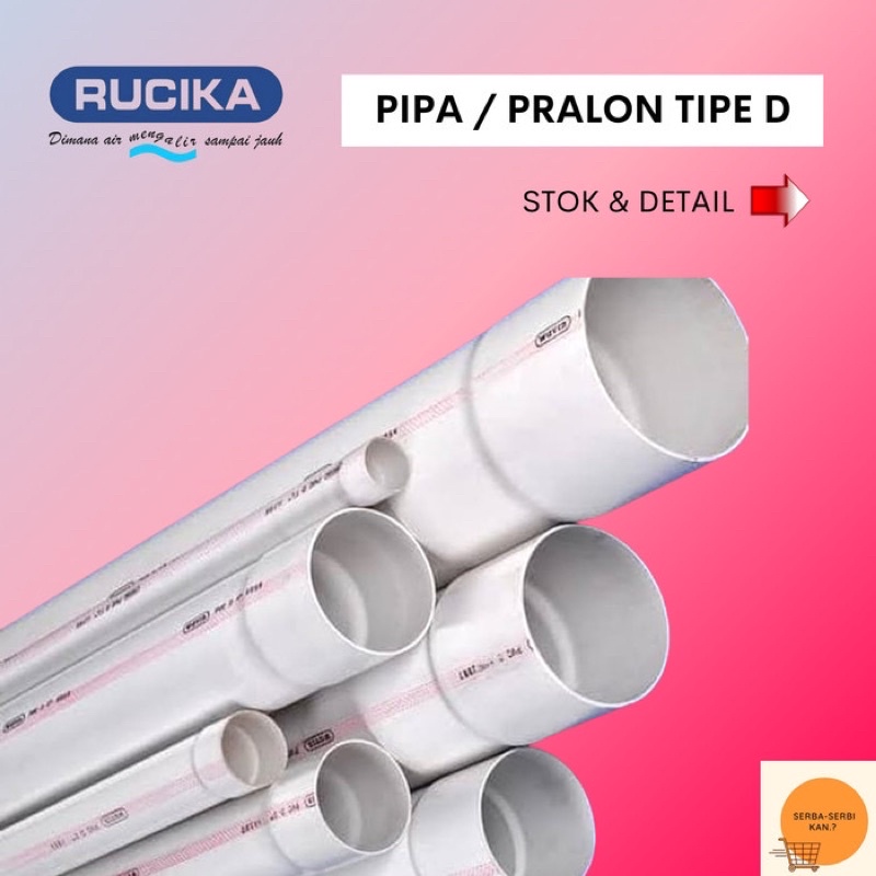 Jual Pipa Pralon / Paralon Air wavin 4" D Rucika HARGA UNTUK 1/2 meter ...
