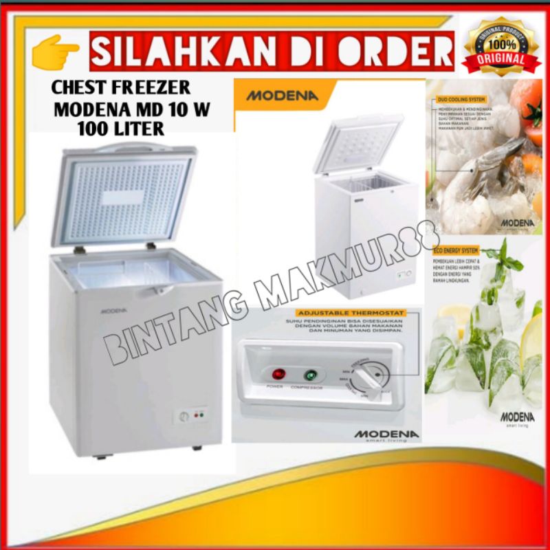 Jual chest freezer MODENA MD 10 W(100L) | Shopee Indonesia
