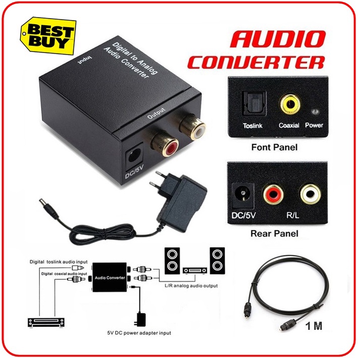 Jual AUDIO CONVERTER DIGITAL TO ANALOG OPTIK TO RCA BUNDLING KABEL ...