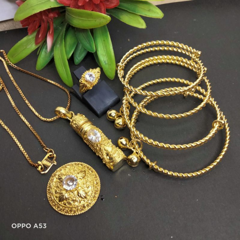 Jual Set gelang bayi 3 bulanan alpaka gold motif lilitan termurah ...