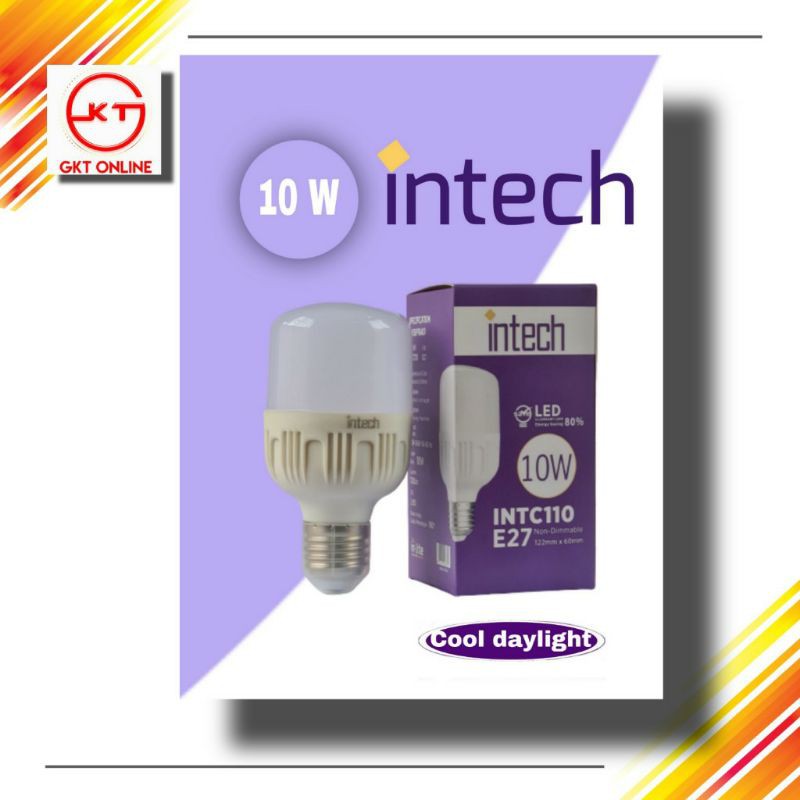 Jual Lampu LED Bohlam Tabung Intech 10 Watt / Lampu Bohlam LED Cahaya Putih | Shopee Indonesia