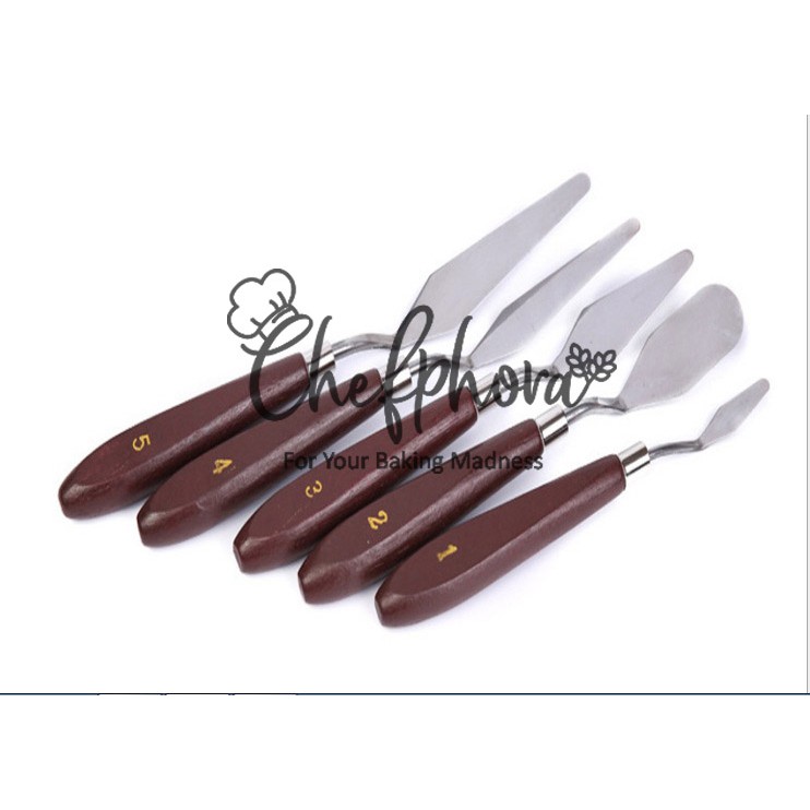 Jual Spatula Set Gagang Kayu Pisau Penghias Cake Pallet Lukis Painting ...