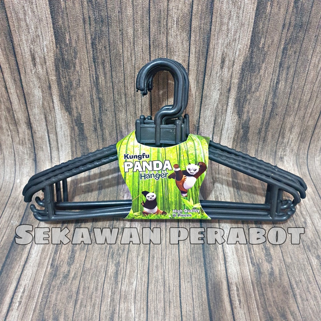 Jual HANGER BAJU HITAM KASTOK JEMURAN ISI 6 PCS MURAH HANGER PANDA ...