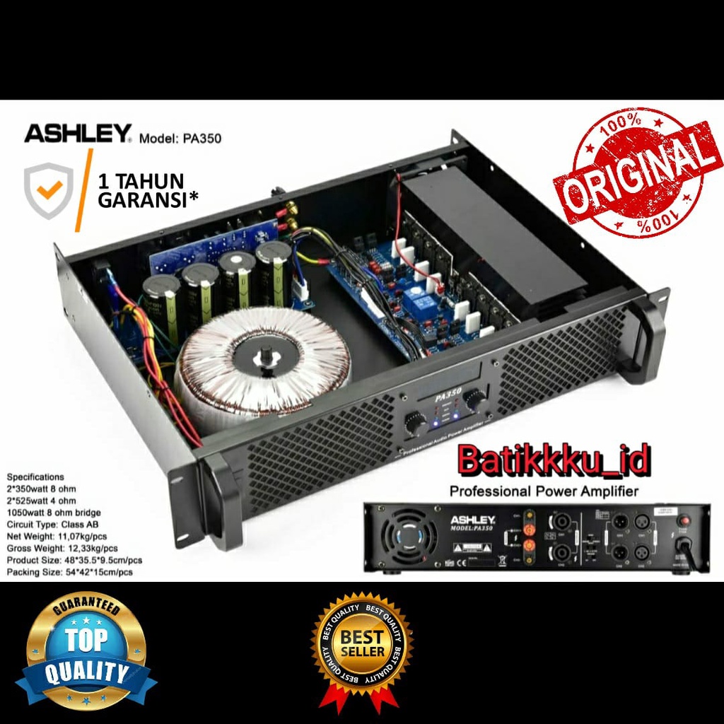 Jual POWER ASHLEY PA 350 PA350 ORIGINAL CLASS AB 2CH AMPLIFIER | Shopee ...