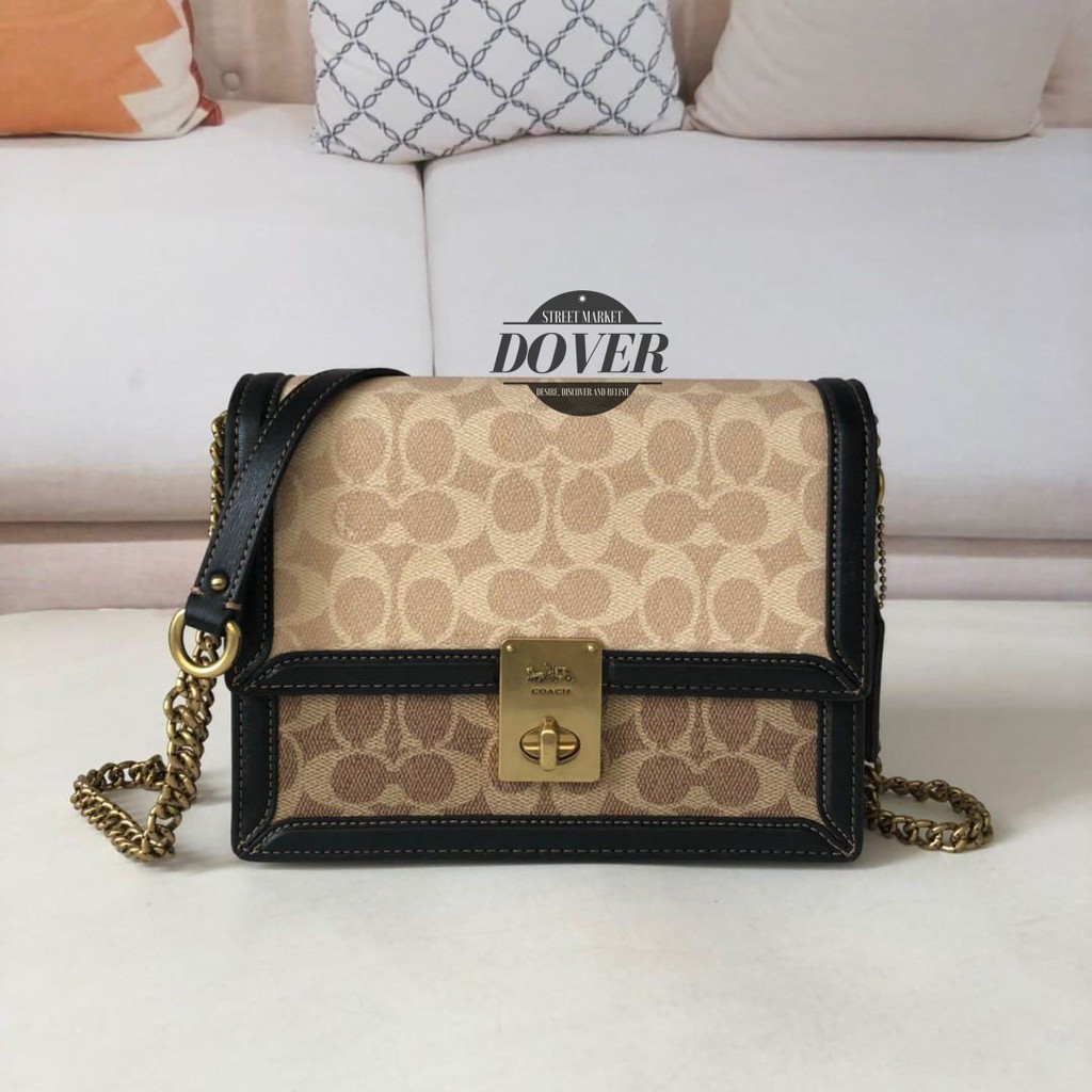 Jual Coach Hutton Shoulder Bag In Signature Canvas Brass Black ...
