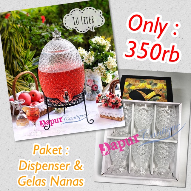 Jual Dispenser + Gelas Nanas Vicenza / 10 Ltr-Vicenza Pineapple ...