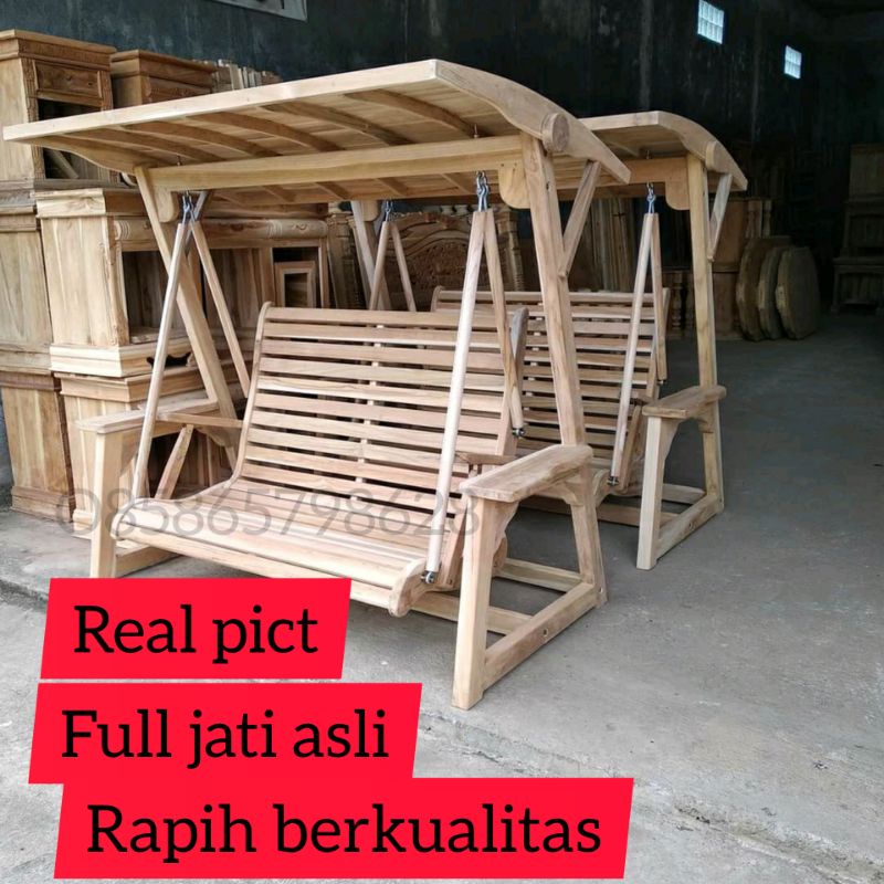 Jual Ayunan Sedan Kayu Jati Ayunan Taman Kayu Jati Full Mentahan
